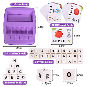 Matching Letter Games for Kids Ages 4-8,Learning & Education Toys for Preschool Boys Girls Spelling/Reading/Math Learning/Word Recognition,Birthday Gifts Educational Toys for Kindergarten Kids, Purple
