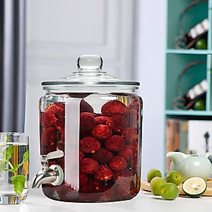 1-Gallon Drink Dispenser,Glass Drinking Dispenser with Glass Lid,Mason Drink Dispenser for Parties, Bar, Wedding, Homemade Juice, Laundry Detergent Dispenser,Picnics, Barbecues and Daily,2 pcs