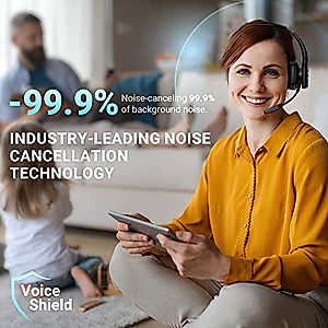 Trueque Bluetooth Headset, Trucker Wireless Headset with Microphone AI Noise Canceling & Mute Button, 60 Hrs Work Time On-Ear Headphones with USB Dongle for Call Center, Remote Work, Trucker, Zoom