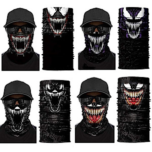 4PCS 3D Venom Face Scarf, Neck Gaiter, Headwear, Magic Scarf, Balaclava, Bandana, Headband for Women Men Teenager Fishing, Hunting, Yard Work, Motorcycling,Skiing,Hiking