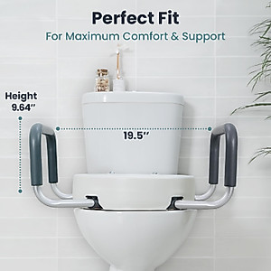 PELEGON Raised Toilet Seat With Handles (300lb) Toilet Seat Risers for Seniors, Raised Toilet Seat for Handicap Toilet Seat For Elderly & Disabled - Elongated Seat
