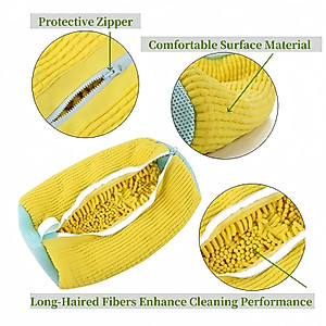 Xicennego Shoes Wash Bag Built in Zipper, Laundry Bags for Shoes with Soft Chenille Fabric, Large Blue Shoes Washing Machine Bag 16'' X 7''