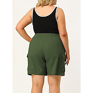 Eytino Womens Plus Size Summer Cargo Shorts Stretch Walking Shorts Lightweight Running Golf Shorts with 4 Pockets,2X Green