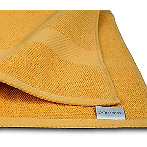 Maura Premium Washcloths Set 100% Cotton. 4 Piece Ultra Absorbent Quick Dry Soft Terry Wash Clothes for Bathroom, Hotel and Spa Quality, Pure Gold
