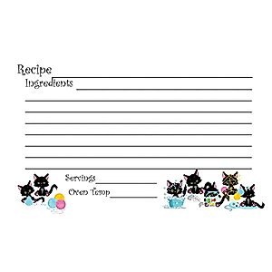 Frisky Felines Recipe Card (40) Funny Cats Cooking Recipes Black Cats Kittens
