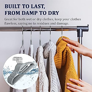 Flysums Plastic Hangers, 50 Pack Coat Hangers Rubber Coated Clothes Hangers with Non-Slip Design, Ultra Slim & Heavy Duty Suit Hangers, Space Saving Hangers for Closet (Gray- S Shaped)