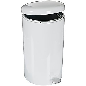 WITT 2270WH Stainless Steel Step On Can Biohazard Waste Container with Galvanized Liner, 7gal Capacity, 11" Diameter x 21" Height, White