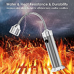 Chrider Grill Lights for BBQ, Outdoor Magneic Grill Light 360 Degree Flexible Gooseneck, Water & Heat Resistant, Magnetic Base LED Barbecue Light (Included Batteries + Meat Thermoneter) – 2 Pack
