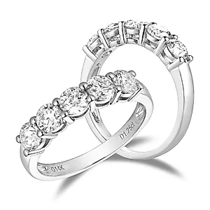 DovEggs 14K White Gold 1.25CTW 4mm F Color Clear Moissanite Engagement Ring Half Eternity Anniversary Wedding Band for Women (8.5)