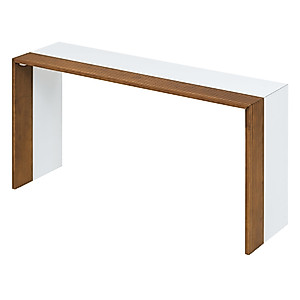 Color-Blocked Console Table, Modern Minimalist Style Sofa Table for Entrance, Hallwayand Living Room, White and Brown