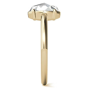 Solitaire Moissanite Engagement Ring 2 CT Oval Rose Cut Moissanite Bridal Wedding Ring for Women Handmade Anniversary Propose Gift for Her, VVS1 Colorless, 10K 14K 18K Solid Yellow Gold