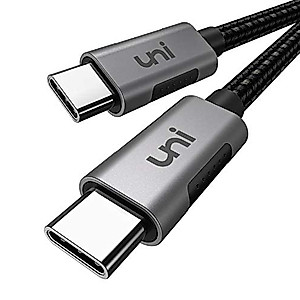 USB C to USB C Cable, uni USB Type C 100W Fast Charging Nylon Braided Cable (5A 20V) Compatible with iPad Pro 2019/2018, MacBook Pro 2019/2018/2017, Dell XPS 13/15, Surface Book 2 and More, 6.6ft
