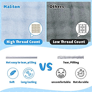 Maliton Baby Boy Muslin Burp Cloths 6 Pack Large 20''x10'' 100% Cotton Burp Rags Absorbent and Soft 6 Layers Baby Spit Up Rags Newborn Boy Essentials(Blue, Pack of 6)