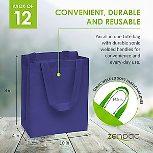 Gift Bags Bulk - 12 Pack Small Reusable Bag with Handles, Cute Assorted Rainbow Solid Color Fabric Gift Wrap Tote for Kids Birthday Gifts & Party Favors, Presents, Christmas, Goodie Bags - 8x4x10