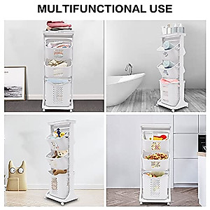 3 Layer Laundry Hamper Basket Sorter Wash Clothes Storage Organizer Rolling Cart With pulleys, used in the bathroom bedroom to store dirty clothes clothes basket