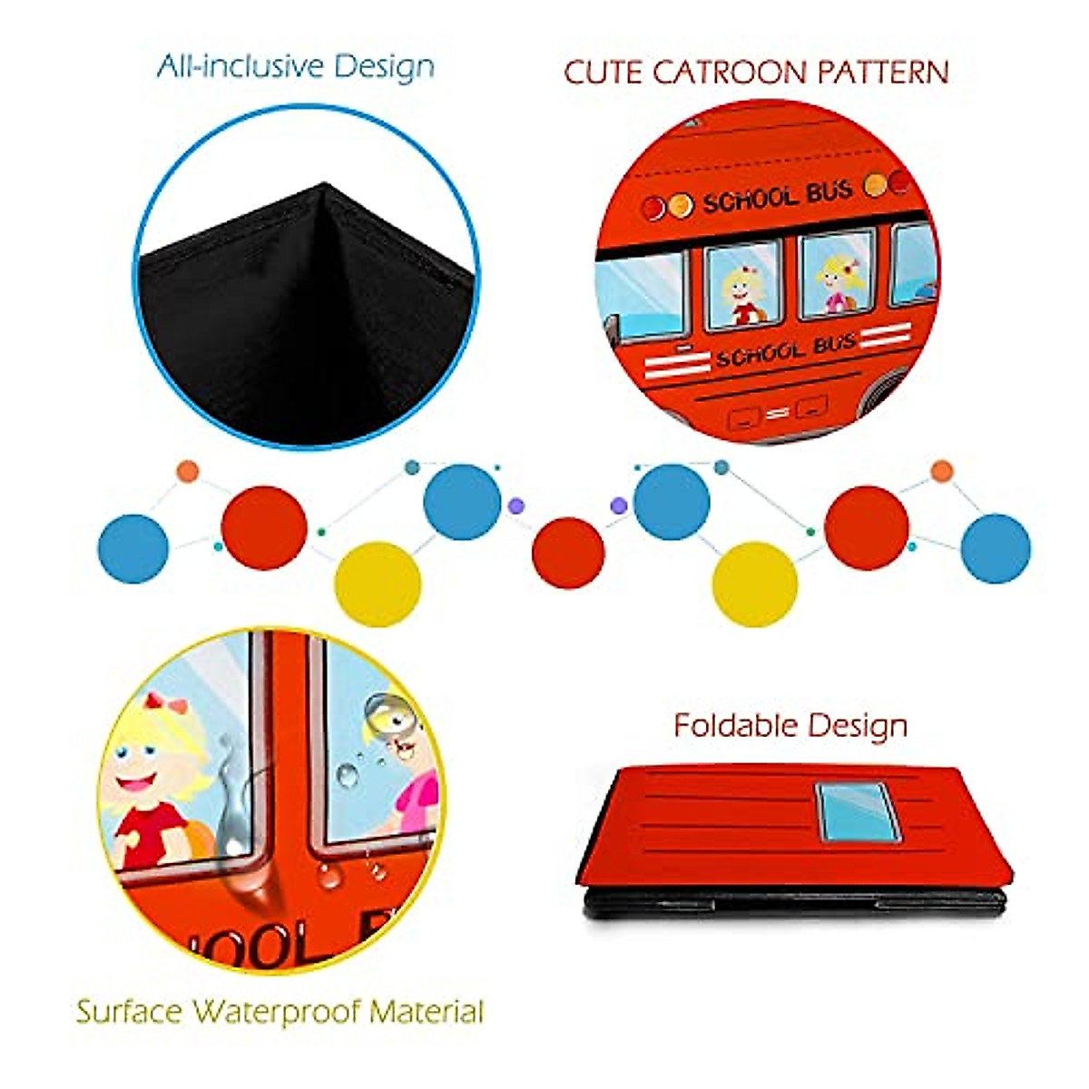 MMIAOO School Bus Pattern Toy Storage Organizer,Foldable Storage Box Organizer,Kids Toy Chest, Light Toy Chest with Lid Handles for Kids, Nursery, Closet, Bedroom, Playroom (Yellow)