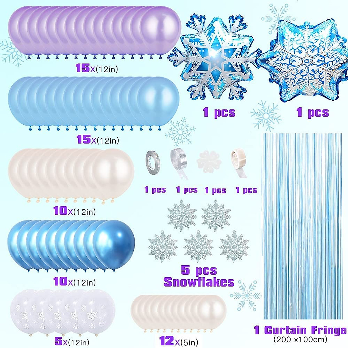 Frozen Balloons Arch Garland Kit, Frozen Birthday Balloons Frozen Party Supplies Latex Balloons Happy Birthday Snowflakes Foil Balloon Frozen Decorations for Birthday Party Girl Home Decorations