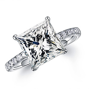1.5ct Princess Cut Moissanite Engagement Rings for Women, White Gold Sterling Silver, Created Moissanite