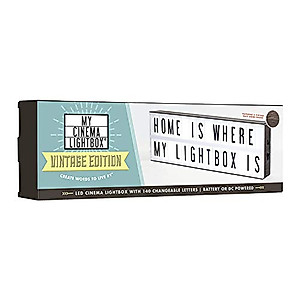 My Cinema Lightbox The Vintage Edition LED Marquee Light Box with 140 Letters, Numbers, and Symbols to make your own sign Extra Long Length with a Faux Wood Finish