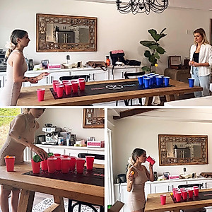 Yeuligo 71 × 23in Beer Pong Table Mat, Beer Pong Set for Drinking Games, 14 × Beer Pong Balls, 24 × Reusable Plastic Beer Pong Cups, Party Festivals Fun Drink Games for Adults.