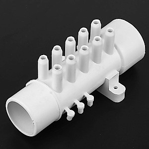 Fdit 1.5in 10mm 10 Port PVC Pool Plumbing Manifold with 6 Plugs Hot Spring Bathtub Swimming Pool Spa Accessories