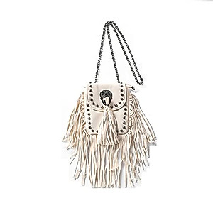 Jainnowa Small Crossbody Bags for Women, Phone Purse Handbag, Shoulder Bag with Tassel and Chain (white)