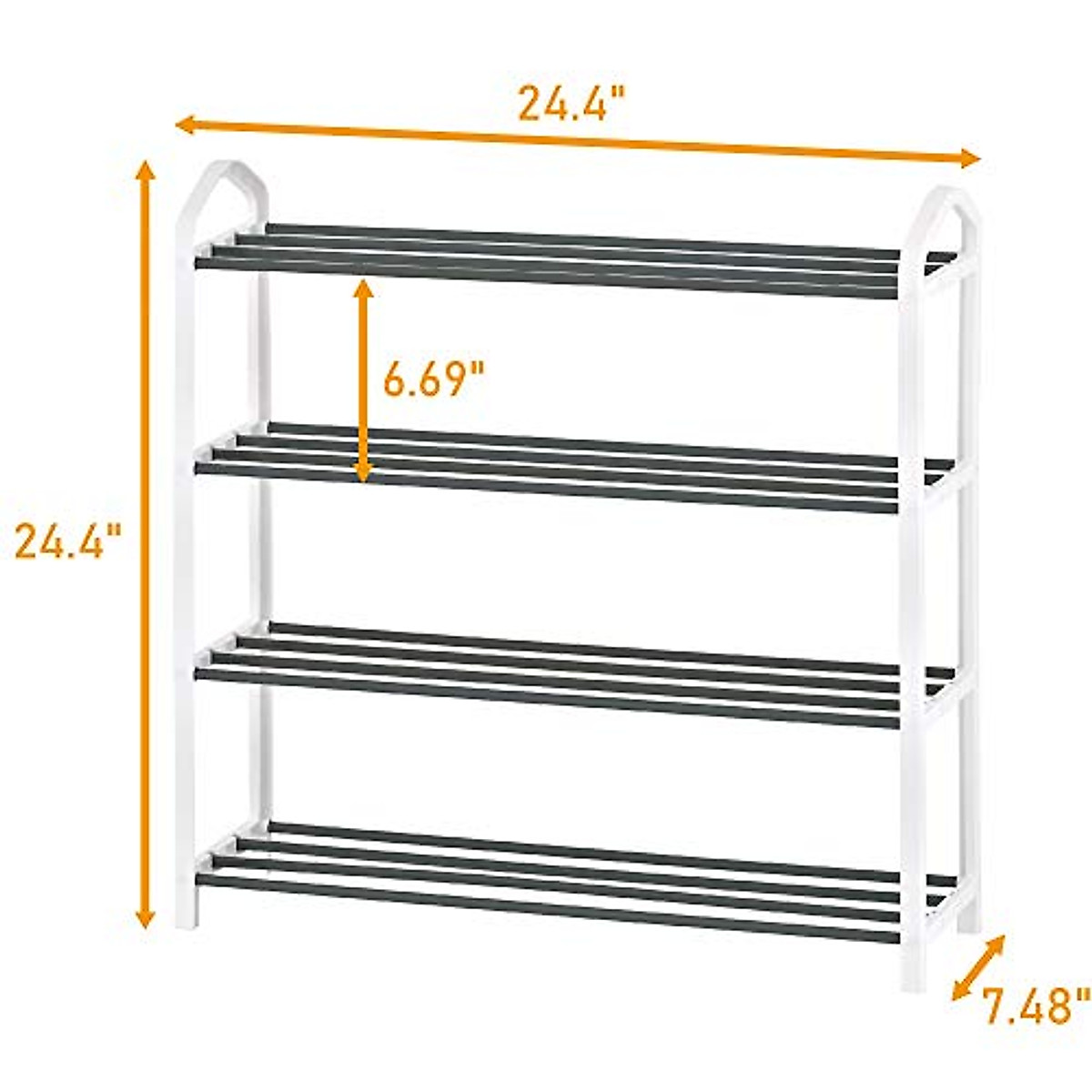 4 Tiers Shoe Rack,12 Pairs Shoe Storage Organizer Shelves for Closet/Entryway/Garage,Space Saving Shoe Shelf,Stackable Freestanding for Room Organization