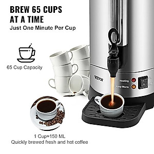 VEVOR Coffee Urn 65Cups/9.75L, Coffee Maker Urn 1500W, Large Coffee Dispenser With Coffee Level Window