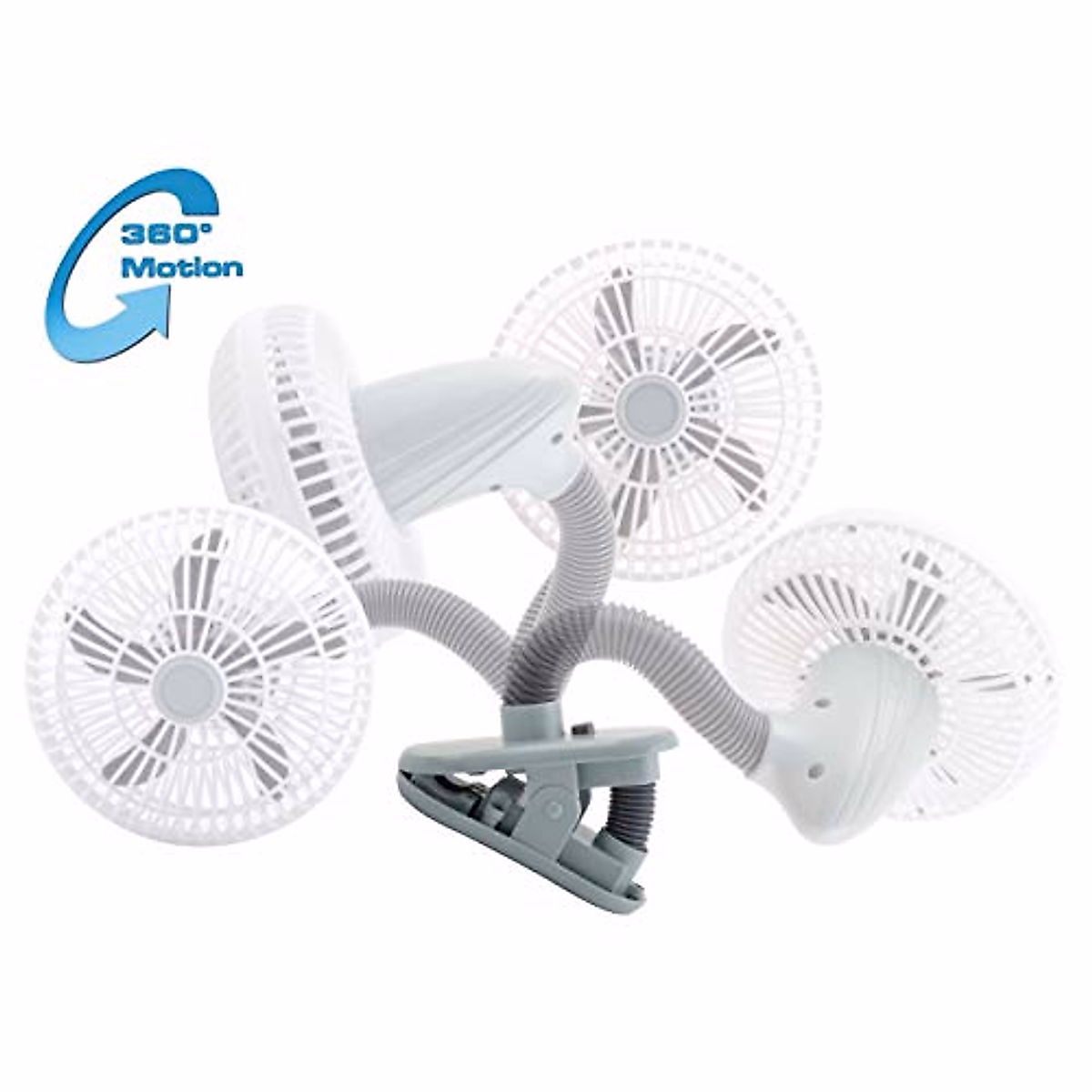 O2COOL 4 Inch Clip On Stroller Fan, Portable Battery Operated for Outdoor, Car Seat and Baby Crib. Flexible Neck and Adjustable Head for Multi-directional Cooling (Grey)