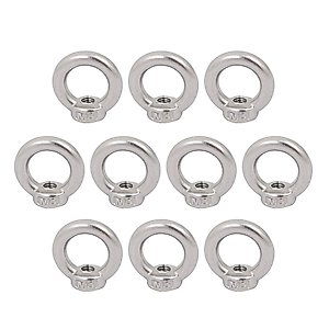 uxcell Lifting Eye Nut M5 Female Thread 304 Stainless Steel Round Shape for Rope Fitting Pack of 10