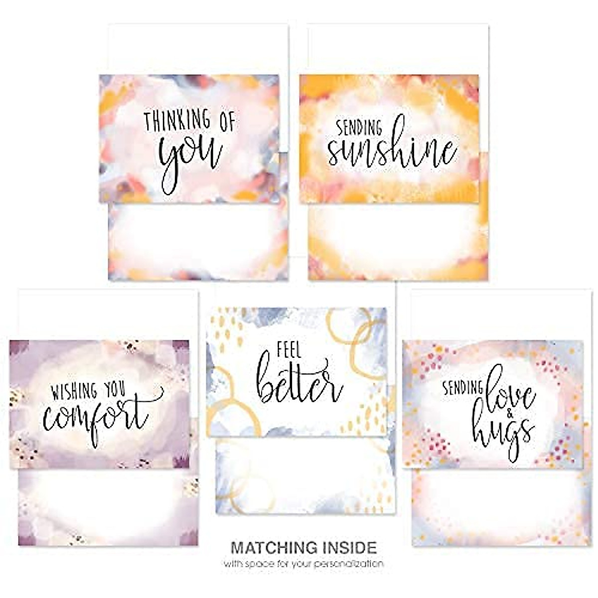 Canopy Street Simple Sentiments Greeting Cards / 25 Encouragement Note Card Pack With White Envelopes / 5 Thoughtful Designs / 5"x 7" Sympathy Thinking Of You Cards