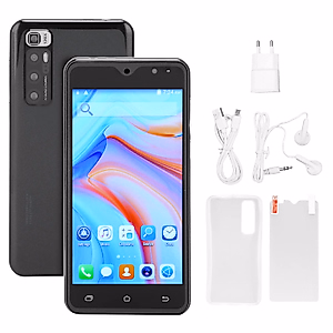 GOWENIC 5in Cellphone for Android11 2.4G 5G WiFi 5MP Front 8MP Rear Camera 4800mAh MT6580 8 Core 2GB RAM 16GB ROM 100‑240V Black Smartphone