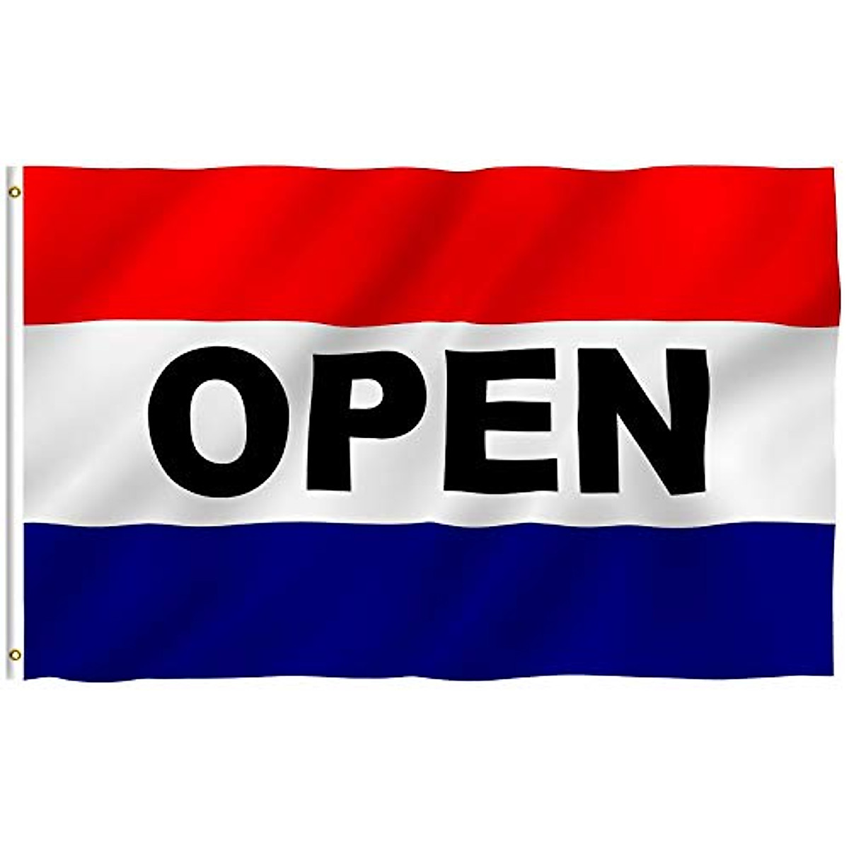 ANLEY Fly Breeze 3x5 Foot Open Flag - Vivid Color and Fade proof - Canvas Header and Double Stitched - Business Open Flags Polyester with Brass Grommets 3 X 5 Ft