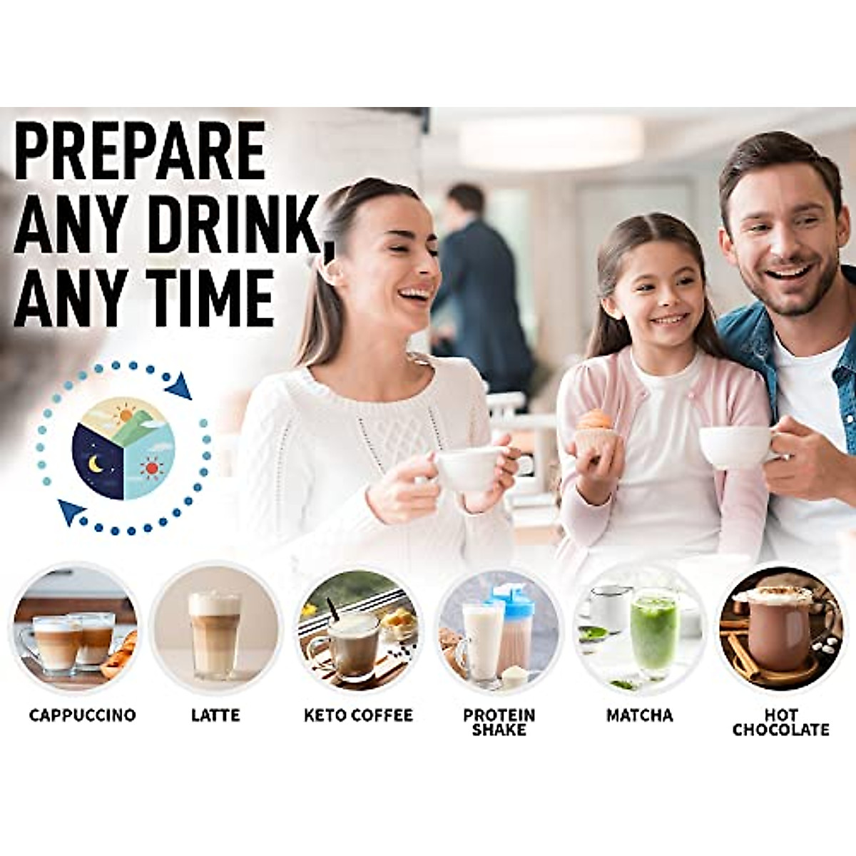 ULTRA HIGH SPEED MILK FROTHER For Coffee With NEW UPGRADED STAND - Powerful, Compact Handheld Mixer with Infinite Uses - Super Instant Electric Foam Maker with Stainless Steel Whisk by Zulay (Marble)