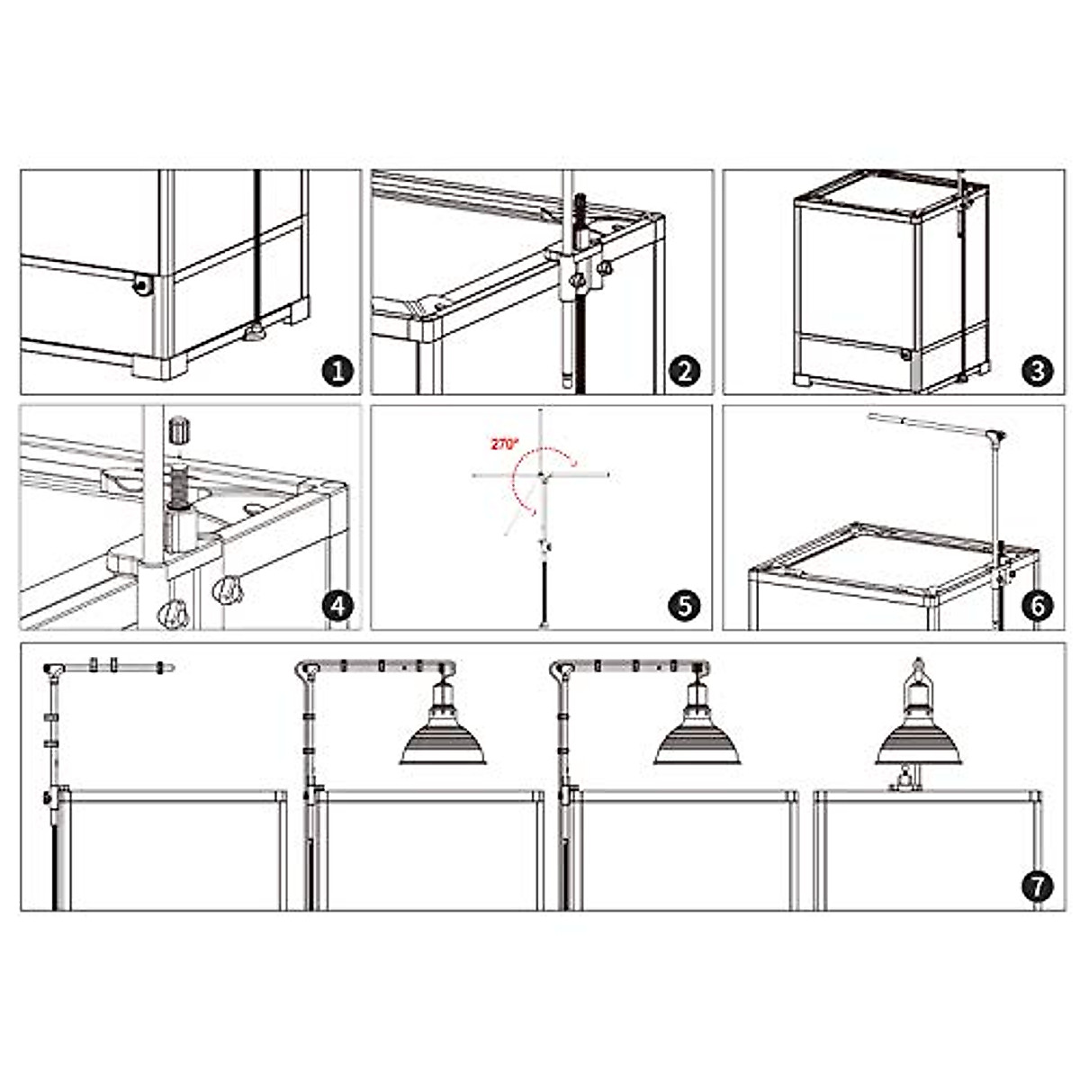 REPTI ZOO Reptile Dual Lamp Stand Lamp Hanger Holder Adjustable Metal Lamp Support for Reptile Glass Terrarium Heating Light