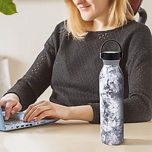 BUILT 24 Ounces Cascade Double Wall Vacuum Insulated Stainless Steel Bottle with Twist Lid with Handle, Yellow and Orange Citrus Sunrise Ombre