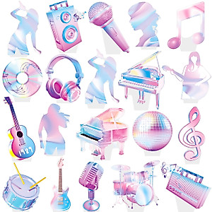 48Pcs Music Singer Party Cupcake Toppers Singer Birthday Party Decoration Popular Singer Theme Cupckae Toppers for Girls Music Singer Birthday Baby Shower Supplies