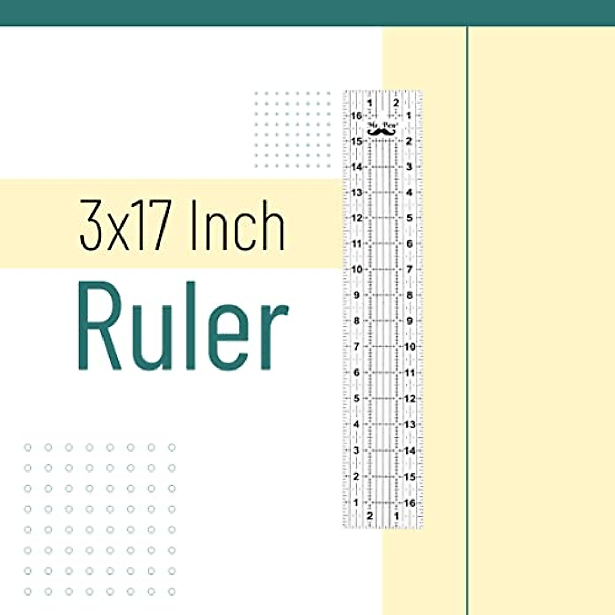 Mr. Pen- Sewing Ruler, 3 x17 Inch, Acrylic Ruler, Quilting Ruler, Cutting Ruler, Acrylic Ruler for Cutting Fabric, Rulers for Quilting and Sewing, Non Slip Quilt Rulers, Sewing Supplies