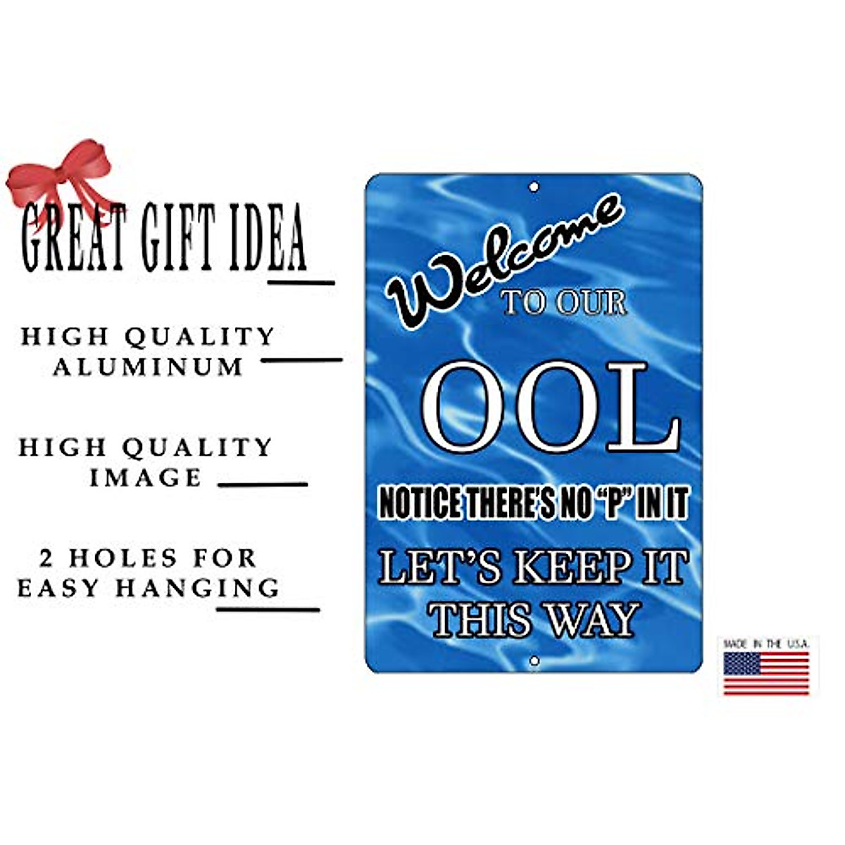 Rogue River Tactical Funny Swimming Pool Sign Metal Tin Sign Indoor Outdoor No Pee in Pool OOL Swim