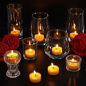 48 Packs Beeswax Tealight Candles, 100% Pure Beeswax Candles | 4-Hour Extended Burn Time | Natural Beeswax Tea Lights Candles in Clear Cup, Perfect for Home Deco,Air Purification,Fragrance