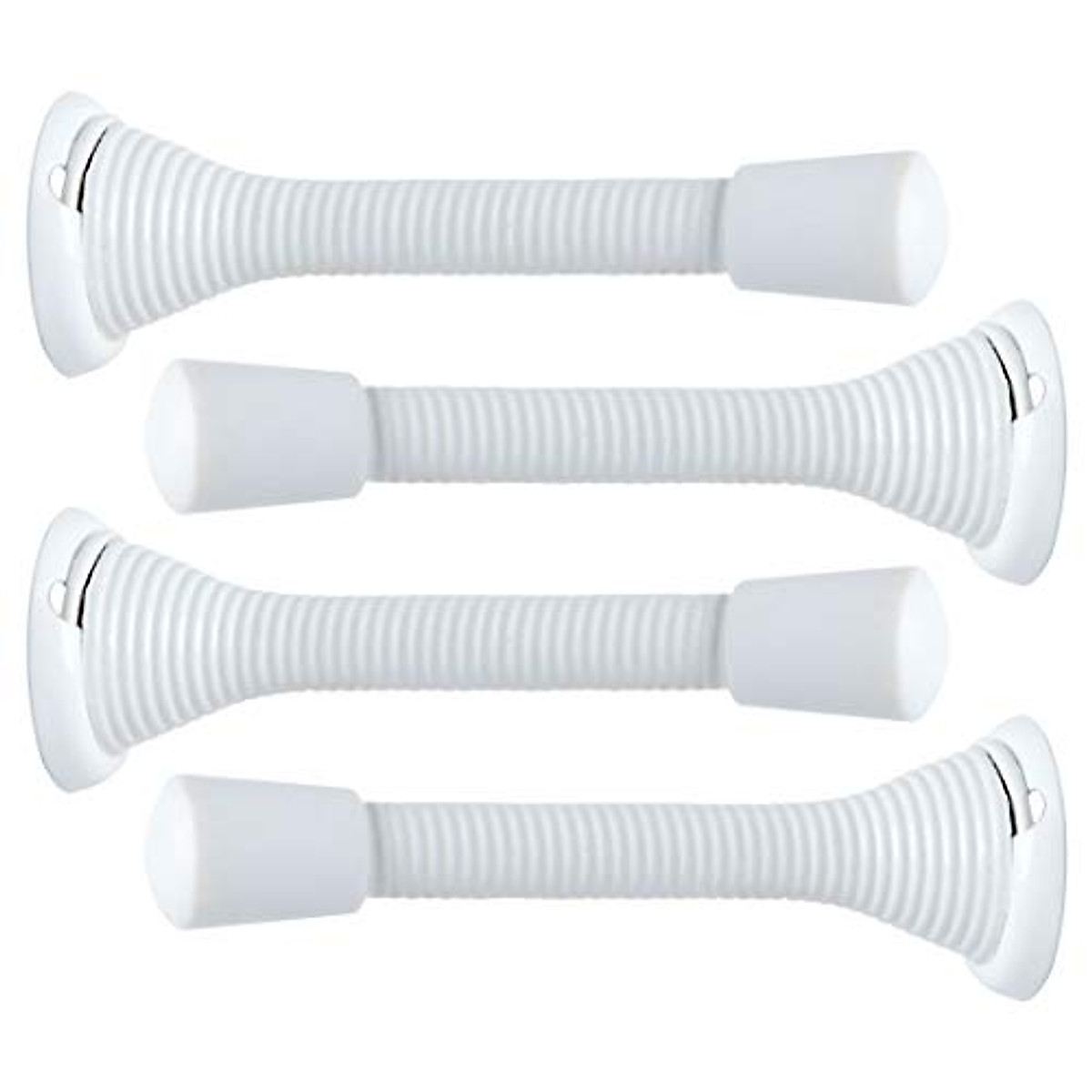 uxcell Door Stopper, 4 Pack Door Stop Wall, Rust Resistant, Noise Cancellation, 3" Spring Door Stoppers, Protect Doors White