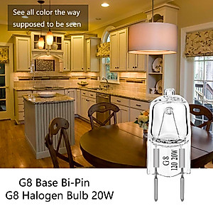 AHEVO G8 Light Bulbs 20Watt 120Volt Halogen Light Bulb G8 Base Bi-Pin Shorter 20W T4 JCD Warm White Microwave Light Bulbs Replacements(6 Pack)