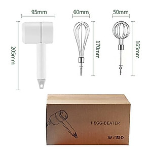 Good Dee's Portable Electric Cordless Handheld Mixer, 3-Speed Adjustable Lightweight USB Rechargeable Hand Mixer Stainless Steel (White)