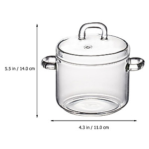 Glass Cooking Sauce Pan Glass Saucepan with Lid Stew Pot Steaming Cup Steam Soup Bowl Stovetop Cooking Noodle Pot for Egg Custard Birds Nest Tonic 700ml Glass Soup Pot