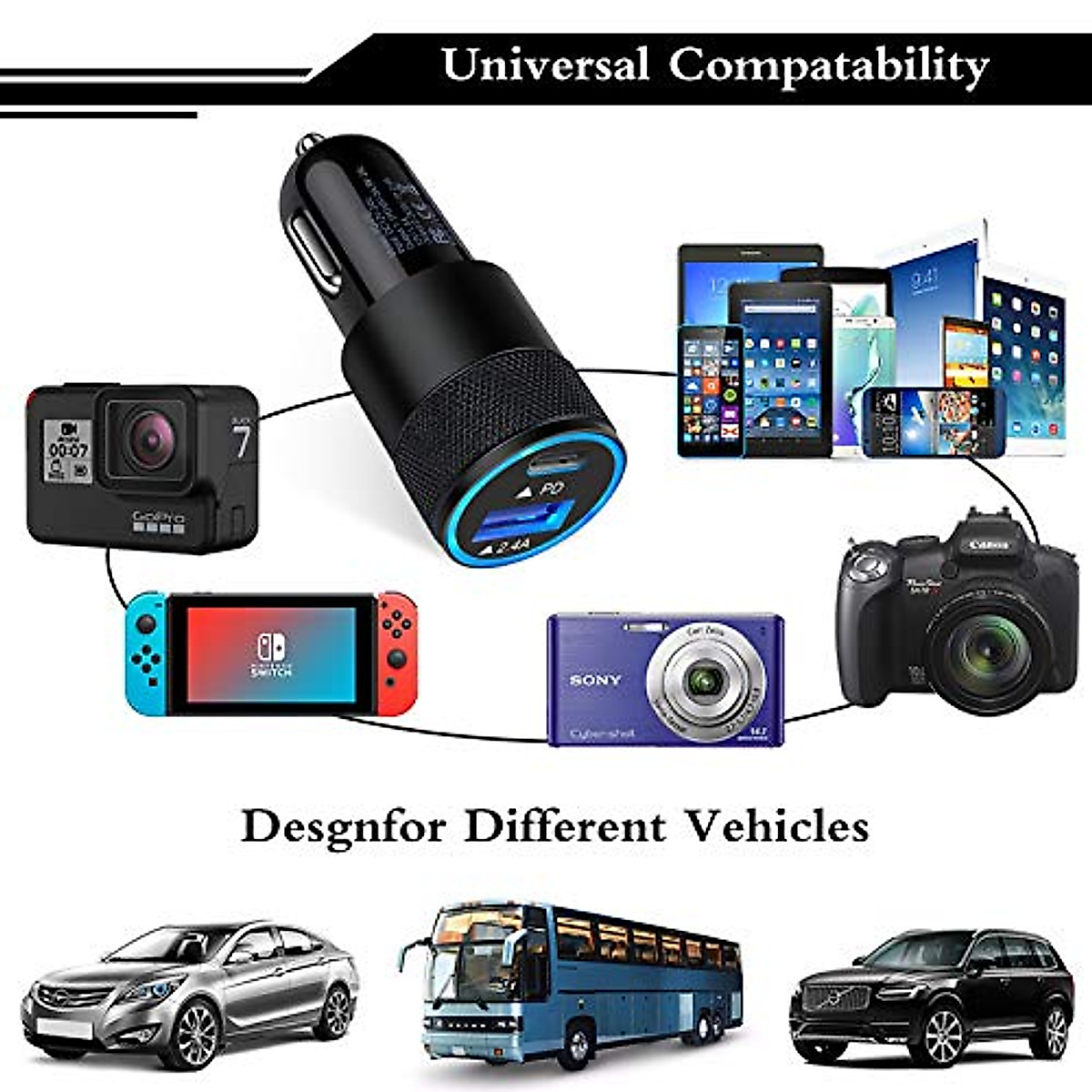 USB C Fast Car Charger,30W 3.0 PD Type C Car Adapter 2 Port USB C Car Plug Compatible for iPhone 14/13/12 Pro Max/11 Pro Max/SE/X/XR/8/7/6 Plus,Samsung Galaxy S23 S22 S21 S20 S10 Plus,Google Pixel 7 6