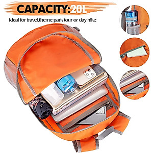 MICROSEVEN Ultra Lightweight Hiking Backpack - Water Resistant Small Backpack Packable Daypack for Women Men (Orange)