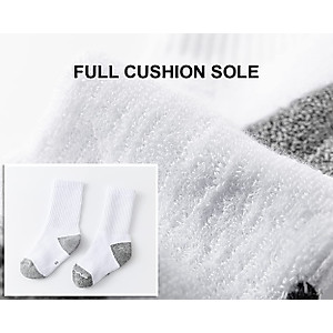 EPEIUS Kids Boys/Girls' Cushioned Crew Socks Toddler Baby Thick Cotton Athletic Socks Running Crew Sports Socks Solid White 6 Pack 4-6 Years