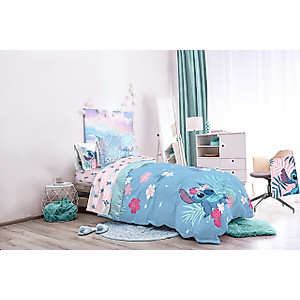 Disney Lilo & Stitch Paradise Dream Twin Comforter & Sham Set - Super Soft Kids Reversible Bedding - Fade Resistant Microfiber (Official Disney Product)