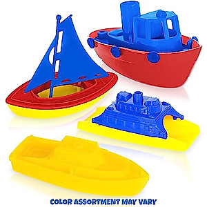 ArtCreativity Toy Boat Bath Toys for Kids & Toddlers, Set of 4, Kids Pool Toys for Outdoor Water Play, Floating Pool Boat Toys for Bathtub, Summer Beach Toys, Cute Party Favors for Boys and Girls