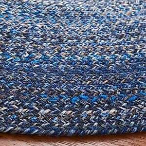 SAFAVIEH Braided Collection 4' Round Navy BRD851N Handmade Country Cottage Reversible Area Rug